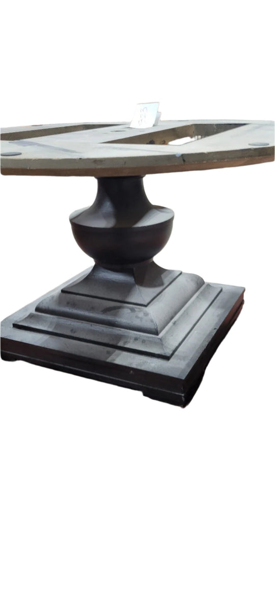 Black Pedestal Table Base with Unfinished Round Top – Rebuilders Xchange