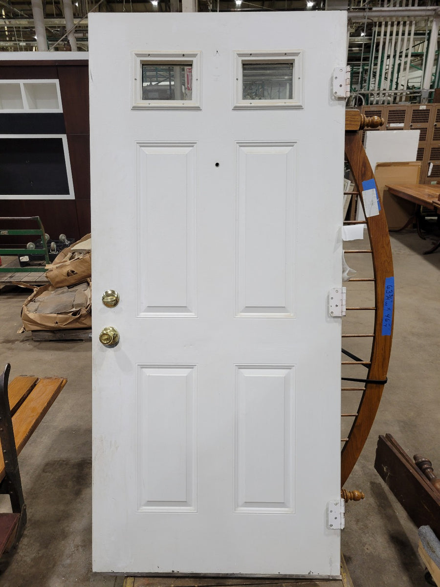 White Six-Panel Exterior Door with Dual Lite Windows – Rebuilders Xchange